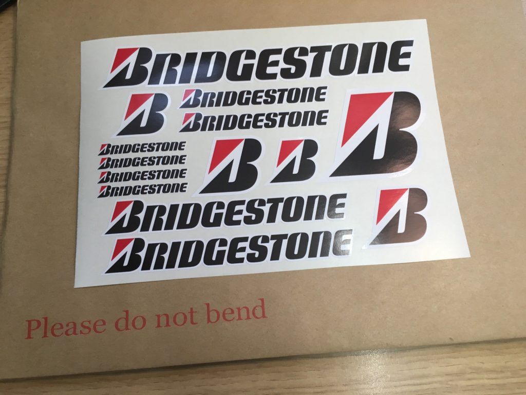 BRIDGESTONE Sheet of 14 decal / stickers Sponsor set – GM Decals