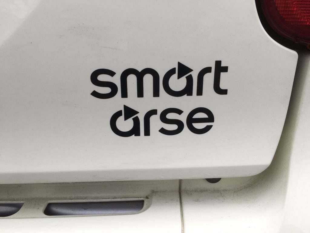 2 x Smart car Smart Arse Vinyl, Decals, Sticker, Car, Bumper Decal Eu ...