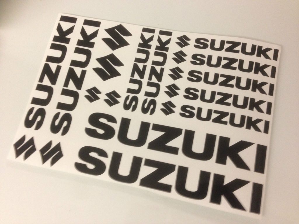 SUZUKI set of Vinyl Stickers sheet. Pick a colour Non OEM – GM Decals