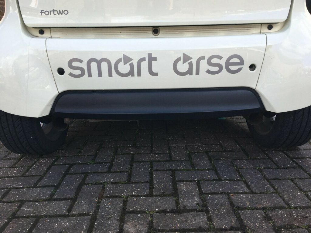 Smart car Smart Arse Bumper Vinyl Decal Sticker Car Bumper Eu Funny ...